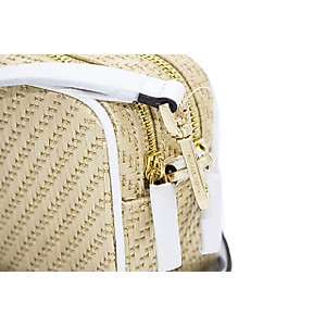 Michael Kors 35T0GWQC1W Kenly Small Camera Straw Python Capsule Optic White Gold hardware Women's Crossbody