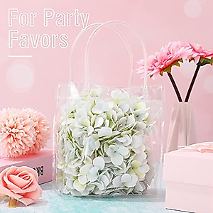 Whaline 60 Pieces Clear PVC Gift Bags with Handles Transparent Plastic Tote Bags Gift Wrap Bags Treat Bags for Wrapping Holiday Gifts Shopping Birthday Anniversary Party Supplies, 5.9 x 6.3 x 2.8 Inch