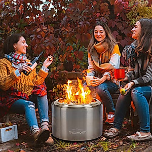 Overmont 19.5" Bonfire Fire Pit with Cover Bag, Smokeless Stove for Outdoor Stainless Steel Wood Burning Fireplaces with Removable Ash Pan
