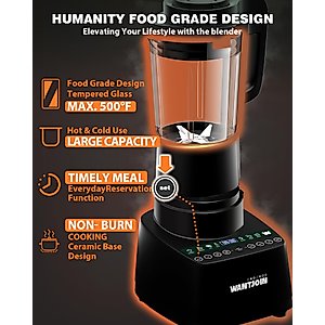 WantJoin 60 Oz Hot & Cold Countertop Cooking Blender, 24000RPM High-Speed Blender with 9 One Touch Programs, Soybean Milk Machine for Nut Butters,Soups,Shakes and Smoothies with 12H Delay Cook