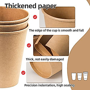 PANSUN Selected [192 Pack] 12oz Kraft Paper Coffee Cups, Leak-Proof Hot Drink Cups - Unbleached and Thickened for Enhanced Durability