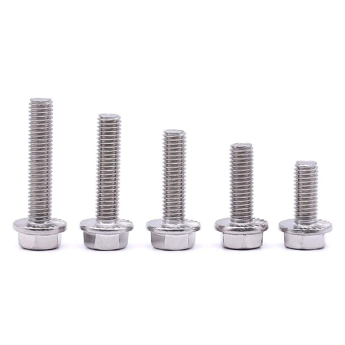 M8-1.25 x 40mm Stainless Steel Serrated Flanged Hex Head Bolts, 304 Stainless Steel 18-8 Flanged Hexagon Head Screws, Full Thread, Coarse Thread UNC, 15 PCS
