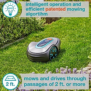 Gardena 15201-20 SILENO Minimo - Automatic Robotic Lawn Mower, with Bluetooth app and Boundary Wire, The quietest in its Class, for lawns up to 2700 Sq Ft, Made in Europe, Grey