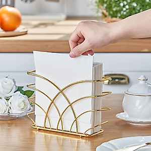 LEVIMETREE Gold Napkin Holder for Table - Stainless Steel Napkin Holders for Kitchen, Napkin Holders for Paper Napkins, Modern Serviette Holder Tissue Dispenser, Modern Napkin Holder for Table