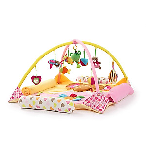 KUANDARM Elephants Pattern Baby Gym Activity Play Mat Fitness Frame with Pendant Toys Infants Activity Centre Newborn Gift, Pink