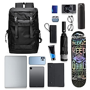 WEPLAN Skateboard Backpack for Men,Water Resistant Laptop Backpack for men women, Fit for Sports Travel, Black