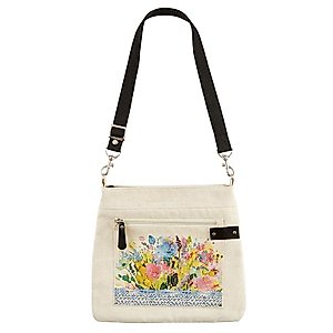 Creative Brands Heartfelt Collection-Cotton Canvas Crossbody Tote/Purse with Adjustable Strap, Choose Joy