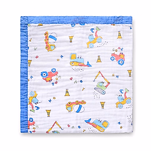 Jay & Ava Baby Muslin Blanket 42” x 42”, Soft Toddler Cotton Baby Blankets for Boy, 4 Layers Bed Muslin Throw for Baby Crib, Large Baby Receiving Blanket - (Blue Star Space)