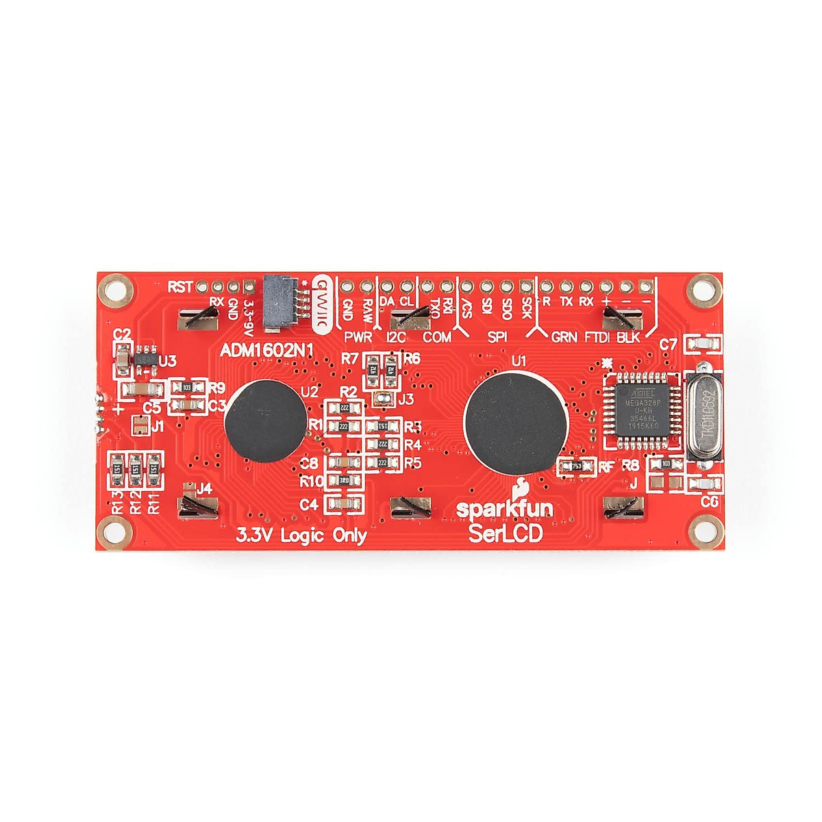 SparkFun 16x2 SerLCD - RGB Text (Qwiic) - Red/Green/Blue Text on Black Display 3.3v Logic and Power