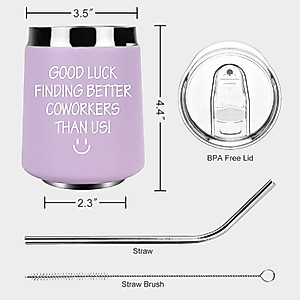 Good Luck Finding Better Coworkers Than Us Stemless Wine Tumbler,Funny Wine Glass for Going Away,Leaving, Farewell, New Job, Women Men Coworkers Colleagues Boss Friends - Wine Tumbler Cup 12oz（Purple）