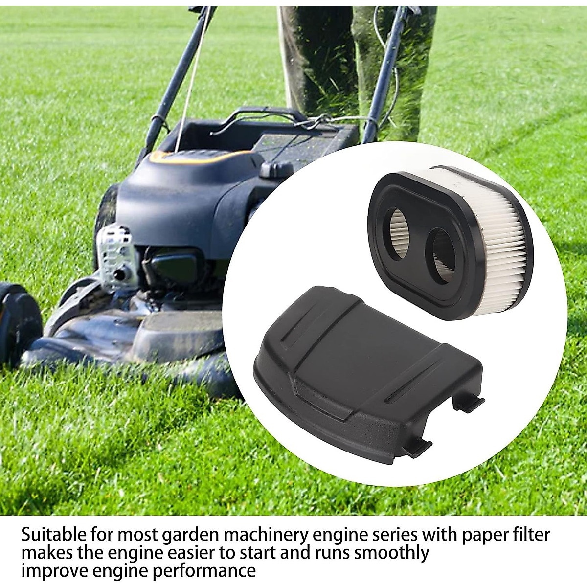 Generic Lawn Mower Air Filter 593260 Air Filter Cover 594106 595658 Air Cleaner ABS Cartridge Filter Kit, Replacement Parts for Briggs and Stratton 550ex 675exi 725exi Series and More