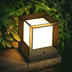 JSBDPHW Modern Minimalist E27 Pillar Lamp Outdoor Courtyard Fence Column Light Acrylic Lampshade Villa Gate Waterproof Post Light Lawn Road Lighting Landscape Light