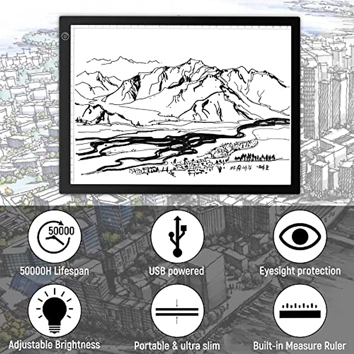 LED A4 Light Tracing Box, Artcraft Light Pad, Portable Light Table Tracer for Diamond Art, Artists Drawing, Sketching, Animation, Stencilling
