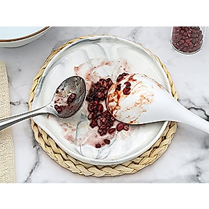 Large Spoon Rest,Ceramic Spoon Rest for Kitchen Counter Dishwasher Safe Marble Decor Spoon Holder for Kitchen,5.5 Inches