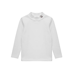 Kvysinly Boys Girls Thermal Underwear Tops Bear Embroidery Turtleneck Long Sleeve Pullover Baselayer T-Shirt Undershirt White 9-10 Years