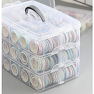 Washi Tape Box Organizer Storage with 30 Adjustable Compartments,Divider Closet Container,Clear,Masking Tape Desktop Tape DIY Sticker Roll Tape Cutter Holder Storage