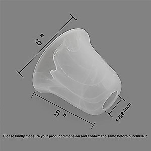 Giluta Bell Shaped Glass Shade, Alabaster Glass Shades Replacement for ceiling fan light wall light and pendant, Lipless with 1-5/8-inch Fitter Opening, 2 Pack