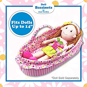 June Garden Cozy Dream Doll Bassinet - Baby Doll Portable Carrier - Fits for American Girl Dolls up to 14" - Soft Pillow & Safety Buckle Included