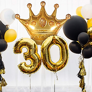 meekoo 10 Pieces Gold Crown Balloons Aluminum Foil Crown Balloons for Baby Shower Wedding Birthday Party Accessories, 4 Sizes