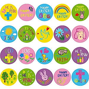 Haooryx 600PCS Religious Bible Stickers for Kid Cartoon Catholic Child Drawn Christian Religious Sticker Jesus He is Risen Sticker Spring Scripture Faith Sticker for Sunday School Party Art Craft