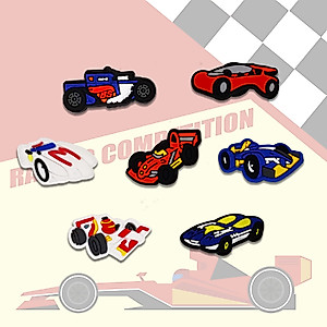25PCS Racing Car Shoe Charms for Croc Bubble Slides Clogs Sandals, Speeding Car Shoe Accessories Decorations for Girls Women Teens Adults
