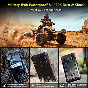 FOSSIBOT Rugged Smartphone, 10600mAh Battery, Android 12 7+64GB Rugged Phone, 24MP Rear Camera, 5.45" HD+ Compactness Cell Phone, 3.5W Loud Speaker, IP68 Waterproof Unlocked Phone, Dual SIM 4G, OTG