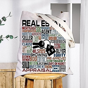 BWWKTOP Real Estate Agent Canvas Tote Bag Realtor Gifts Real Estate Gifts Realtor Tote Bag (Real Estate)