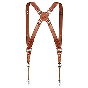 Camera Strap Accessories for Two-Cameras – Dual Shoulder Leather Harness – Multi Camera Gear for DSLR/SLR Strap by Coiro