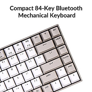 Keychron K2 75% Layout Bluetooth Wireless/USB Wired Mechanical Gaming Keyboard Mechanical Blue Switch, Compact 84 Keys Computer Keyboard for Mac & Windows