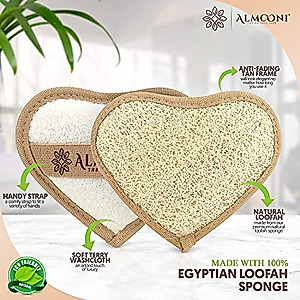 Premium Exfoliating Heart Shaped Loofah Pad Body Scrubber Made with Natural Egyptian Shower Loufa Sponge That Gets You Clean, Not Just Spreading Soap (2 Pack)