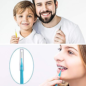 50 Pieces Braces Brush for Cleaner Interdental Brush Toothpick Dental Flossing Head Oral Hygiene Flosser Tooth Cleaning Tool (Light Blue, Purple, Yellow, Gray, Light Green)