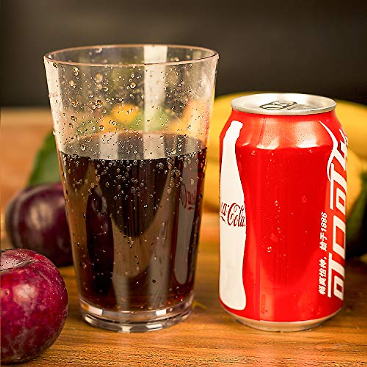 AOYITE 18-ounce Plastic Tumblers Water Juice Cups Dishwasher Safe BPA-free Clear Set of 6 Premium Quality Drinking Glasses