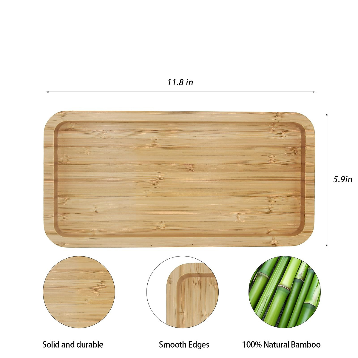Bamboo Vanity Tray, Bathroom Tray for Counter, Bamboo Tray for Bathroom, Toilet Tank Tray, Perfume Tray 11.8L x 5.9W x 0.8H inch