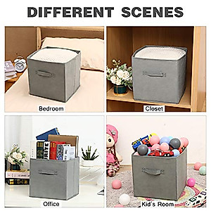 C&AHOME Cube Storage Bins 6-Pack Foldable Fabric Storage Cubes Baskets Containers Drawers with Dual Handles, Toys Closet Storage Box for Organizing Shelf, 10.5" L x 10.5" W x 11" H, Light Grey
