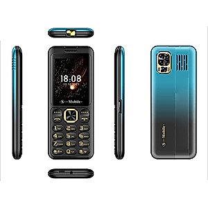 Zyyini Unlocked Mobile Phone, W23 Large Button Large Font 2G Calling Mobile Phone for Seniors, 3 Card 3 Standby, Large Loud Volume, One Button Flashlight, Long Standby(Blue)