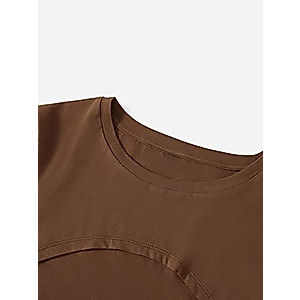 Verdusa Women's 2 Piece Outfit Argyle Print Bodycon Cami Dress with Crop Tee Top Brown S