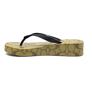 COACH Womens Lynn Flip Flops (Khaki - Black, us_footwear_size_system, adult, women, numeric, medium, numeric_8)