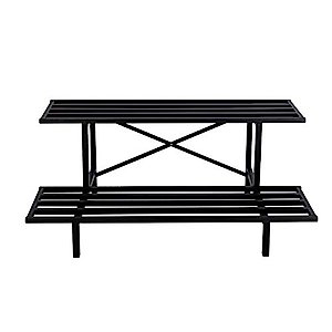 Zhongma 2 Tier Sturdy Metal Plant Stand Heavy Duty Plant Holder for Home Indoor and Outdoor,L45.67 x W17.5 x H14 inch, 440 LBS Capacity & Heavy Duty Construction …
