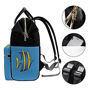Tropical Fish Diaper Bag Backpack Large Capacity Mommy Bags Multifunction Nappy Bag Travel Back Pack Black-Style