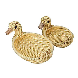 Shop LC Set of 2 Home Room Decor Beige Multi Purpose Durable Duck Shape Rattan Basket