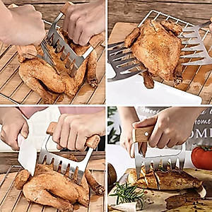 2nd-selection Meat Claws Meat Shredder with Wooden Handle, Suitable for Chicken, Beef, Pork and Other Meat, Good Barbecue, Smoky, Grill Helper(Pair of Claws Inside