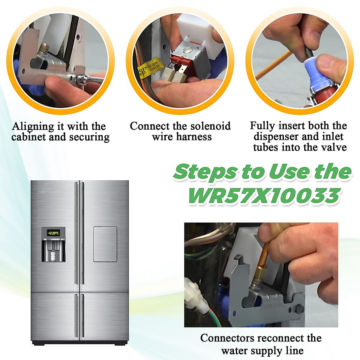 WR57X10033 Refrigerator Water Inlet Valve with Guard by Techecook - Fit for GE Hotpoint Kenmore Refrigerator - Replaces AP3189335 914151 SWR57X0090 SWR57X0093