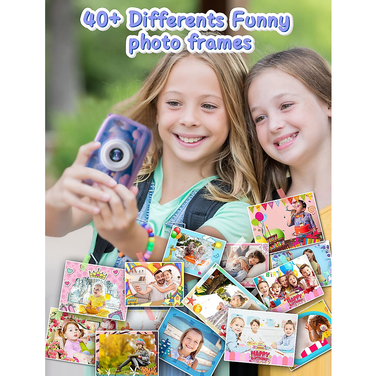 MIIULODI Kids Camera, Christmas Birthday Gift for Kids 3-12 Year Old Girl Boy 2.4 Inch Time-Lapse Video Record Scientific Children Digital Cameras Toddler Night Light Toys for 4 5 6 7 8 Year Old