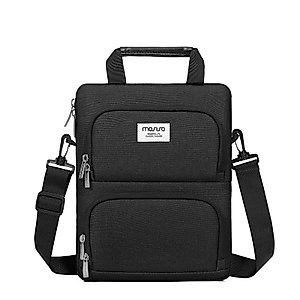 MOSISO 360 Protective Vertical Tablet Shoulder Bag Compatible with iPad Pro 12.9 inch M2 & M1 (6th/5th/4th/3rd Gen) 2022-2018,Surface Pro 12.3 inch X/7/6/5/4/3/2/1 with 2 Curved Pockets, Black