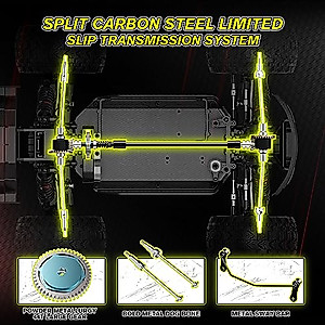 RIAARIO 1:14 RTR Brushless Fast RC Cars for Adults, Max 45MPH RC Monster Trucks, Hobby Electric Off-Road Jumping RC Trucks with Limited Slip Clutch, Independent ESC, 4WD Remote Control Car for Boys