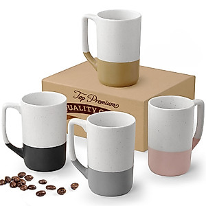 Large Ceramic Coffee Mug Set of 4, 16 oz Tea Cups with Handle, Porcelain Mug for Latte, Hot Tea, Cappuccino, Milk, Cocoa, Microwave & Dishwasher Safe Cups for Men Women Mug Lovers, Housewarming Gift