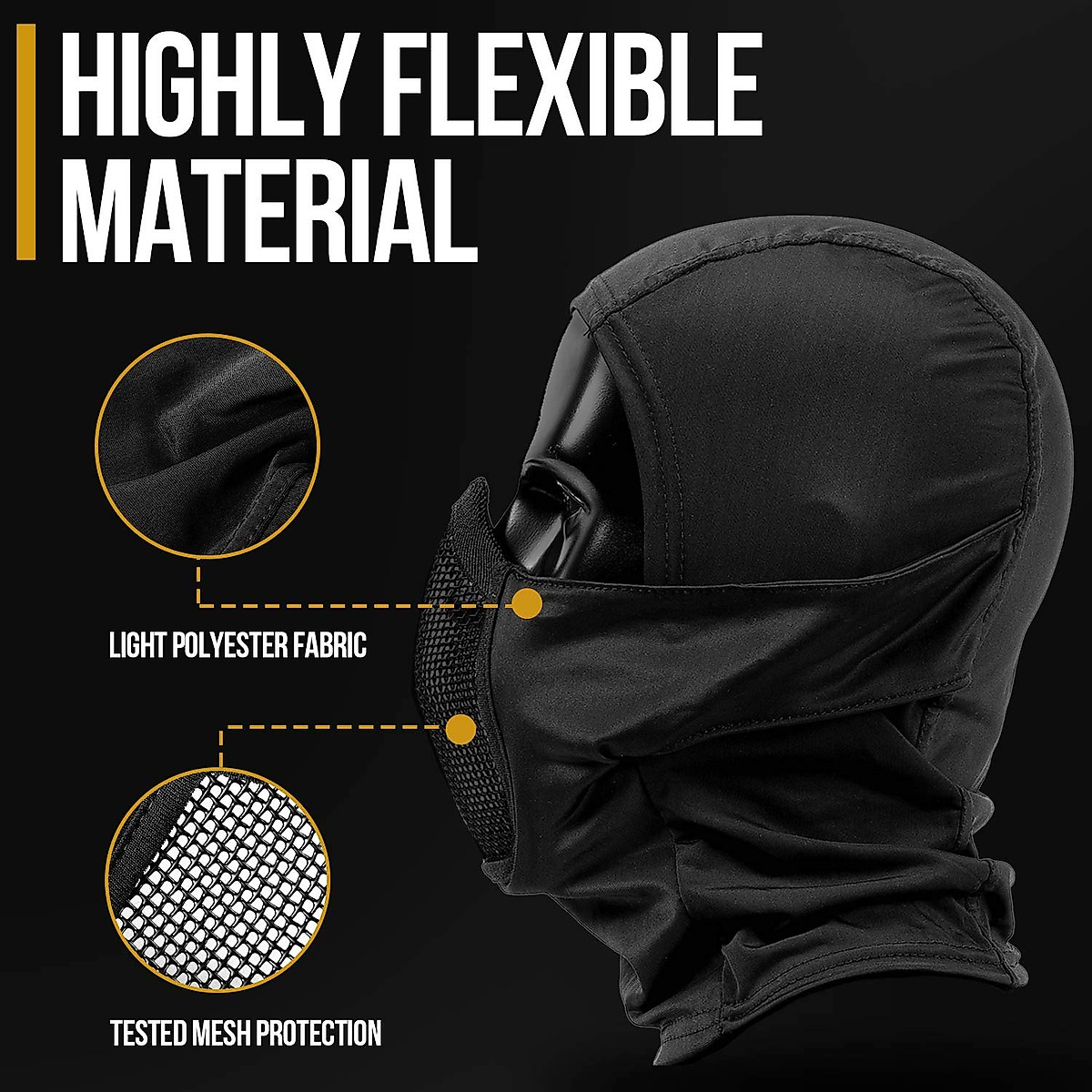 OneTigris Balaclava Mesh Mask, Ninja Tactical Mask with Full Face Protection for Outdoor (Olive)