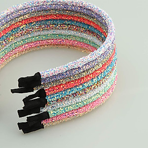 XIMA 14pcs Glitter Headbands for Girls Skinny Sparkle Hairbands Women Hair Loop Hair Accessories