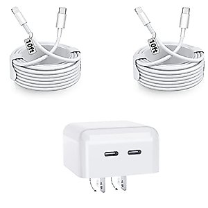 [Apple MFi Certified] iPhone Charger Fast Charging Double Port 25W PD USB C Wall Charger Block Cube with 2Pack Long 10-FT Lightning Cable Cord Compatible iPhone 14 Plus/14 Pro Max/14 pro/13/12/11/Xs