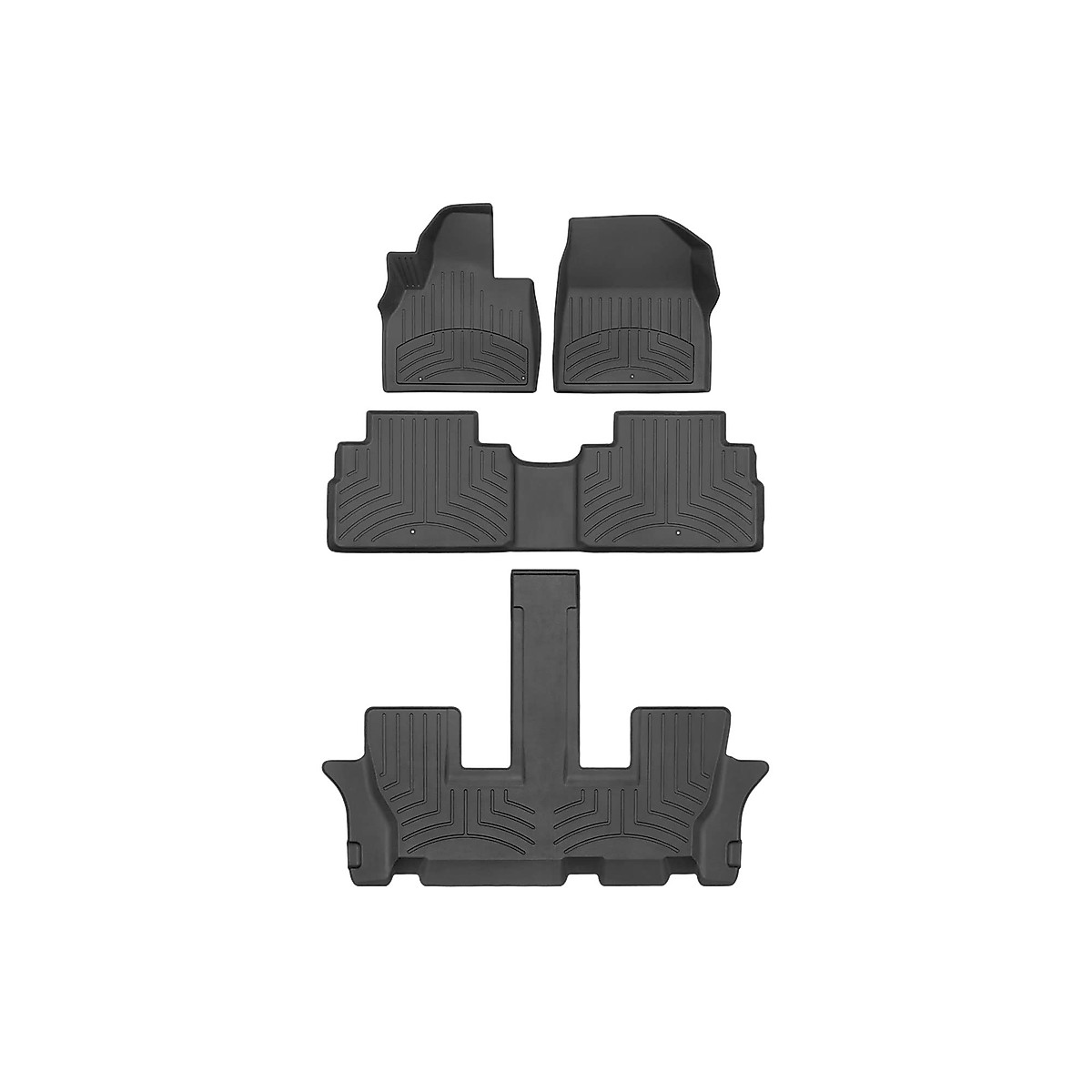 WeatherTech FloorLiner HP Custom Fit Floor Mats for Kia Telluride - Full Set (441532-1-2-3IM), Black